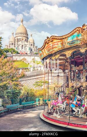Carousel at Montmartre Paris France Stock Photo - Alamy