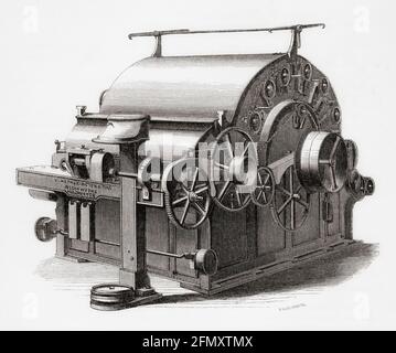 Carding machine that disentangles, cleans and intermixes fibres to ...