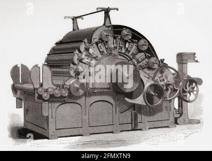 A 19th century wool carding machine, Old Sturbridge village ...