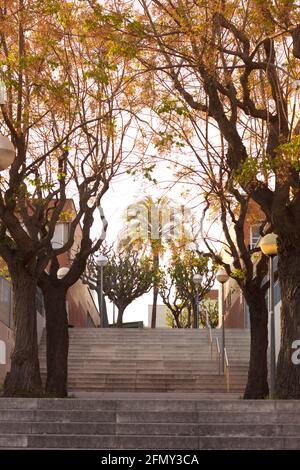 Urban stairs within the city to communicate unevenness between ...