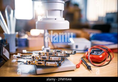 Large modern electron microscope in the research laboratory Stock Photo ...