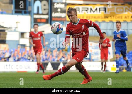 Ipswich, UK. May 12 2021: Liverpools Dom Corness during the FA Youth ...