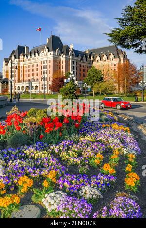 Spring flower beds, Fairmont Empress Hotel, Victoria, British Columbia ...