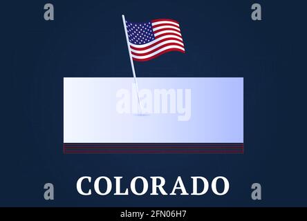 Isometric map and flag of Colorado. 3D isometric shape of Colorado ...