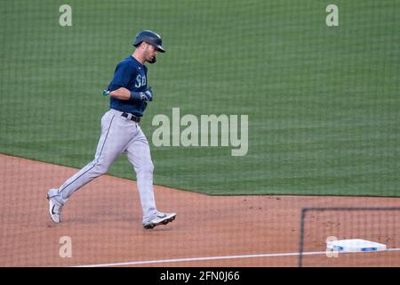 Seattle Mariners Mitch Haniger rounds the bases after hitting a solo ...