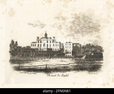 Smallpox hospital. 18th-century illustration of a hospital for smallpox ...