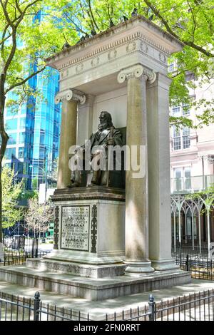 Statue of Peter Cooper at Cooper Triangle in East Village NYC Stock ...