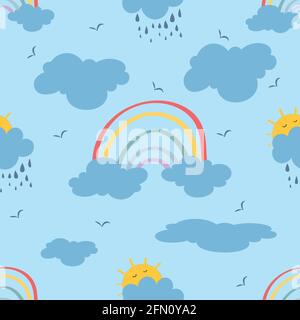 cute sun and cloud. vector illustration. Card for kids Stock Vector ...