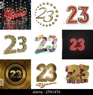 Set of number 23 (number twenty-three) celebration design. Anniversary ...