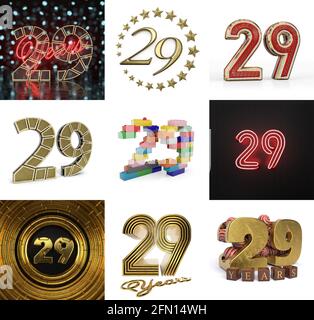 Set of number 29 (number twenty-nine) celebration design. Anniversary ...