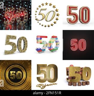 Set of number 50 (number fifty) celebration design. Anniversary number ...