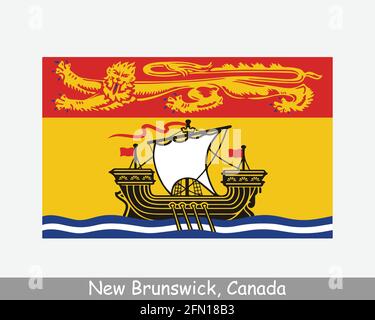 New Brunswick Province and Territory of Canada. Black Illustration and ...