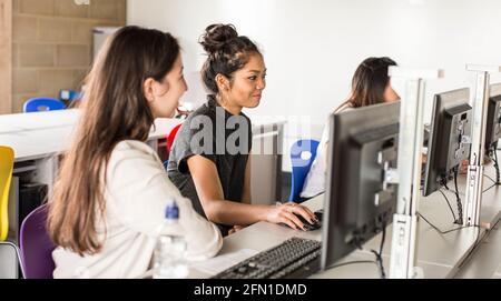 Sixth Form Students, young adult in educational setting, multi cultural ...