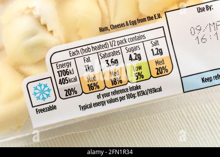 Close shot of packet of ASDA Ham and Cheese tortelloni and the ...