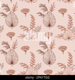 Boho seamless pattern with dry palm leaves Stock Vector Image & Art - Alamy