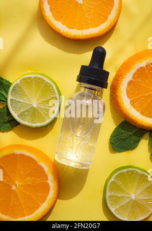 Cosmetic oil and citrus fruits . Cosmetic procedures. Healthy skin ...