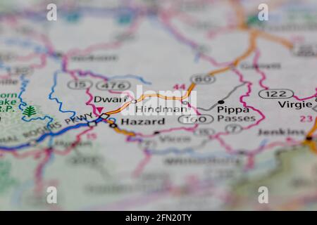 Hindman Kentucky USA shown on a Geography map or road map Stock Photo ...