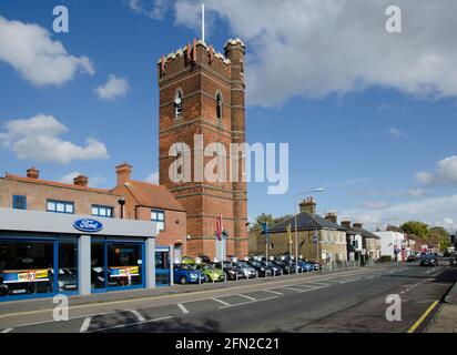 Red brick Victorian Gothic water tower, Epping Town, Essex, England ...