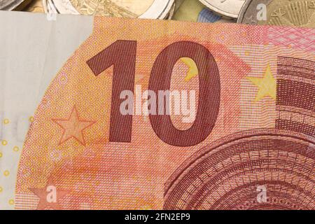 First term of the official currency of Europe, paper money, banknotes ...