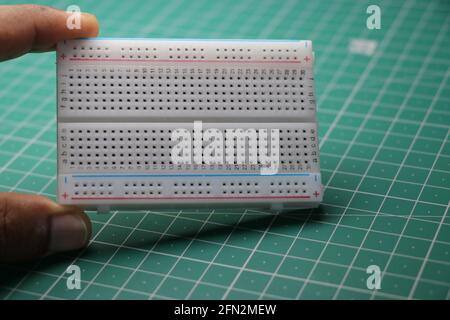 Electronics breadboard for prototyping circuits Stock Photo - Alamy