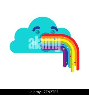 Cloud vomits rainbow isolated. cartoon vector illustration Stock Vector ...