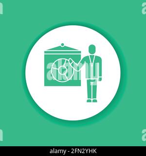 Long-term Goals concept. Man at desk visualizing future targets with ...