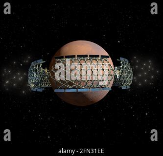 3D Rendering of giant honeycomb structure surrounding a spherical ...