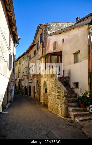 Sezze, Italy, 05/10 / 2021. A street between old medieval stone ...