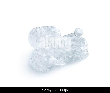 squashed plastic bottles isolated on white background Stock Photo - Alamy