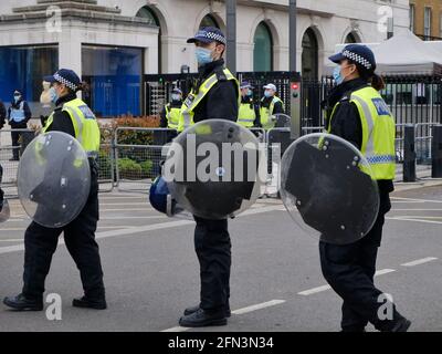 Territorial Support Group TSG Police vehicles responding to emergency ...