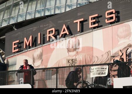 Arsenal supporters protest outside of the Emirates Stadium Stock Photo ...