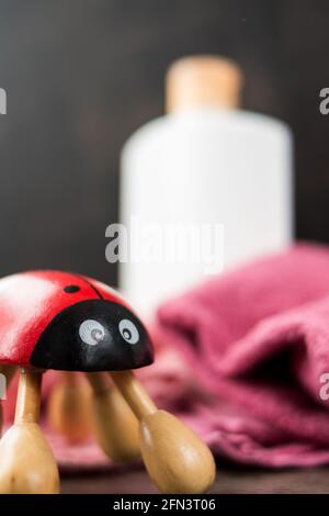 flower on towels with massager Stock Photo - Alamy
