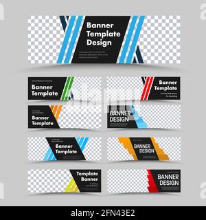 Diagonal banner design templates. Web banner design vector with text ...