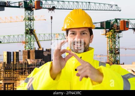 Sign Language For Deaf People. Construction Engineer Stock Photo - Alamy
