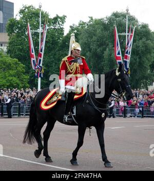 Mounted Lifeguards Outside Buckingham Palace Trooping The Colour Stock ...