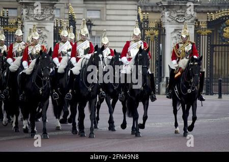 A Detachment Of Life Guards Outside Buckingham Palace Trooping The ...