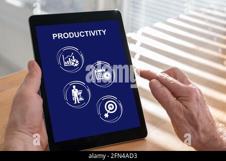 Tablet screen displaying a productivity concept Stock Photo - Alamy