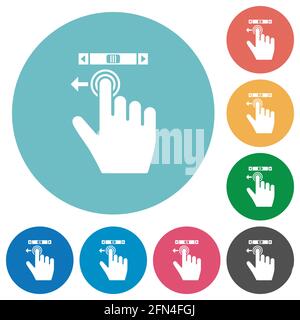 right handed scroll left gesture multi colored flat icons on plain ...
