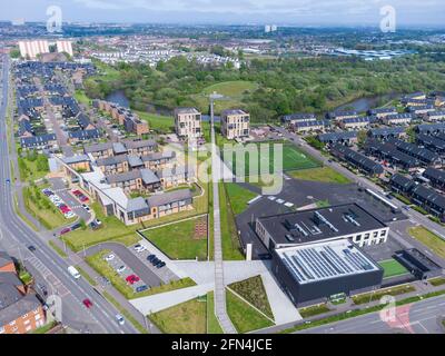Aerial view of former Athletes Village modern housing development on ...