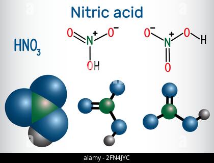Nitric acid (HNO3) molecule . It is a highly corrosive mineral acid ...