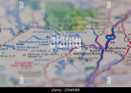 Millinocket Maine USA shown on a Geography map or road map Stock Photo ...