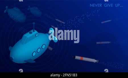 Submarine radar. Navy ship sonar navigation screen hud digital, ocean ...