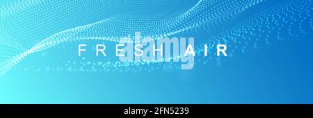 Particle waves showing a stream of clean fresh air. Flowing particles ...