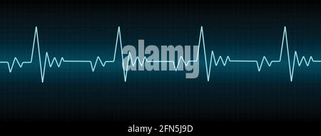 Heart beat neon vector illustration. Blue glowing neon heart pulse ...