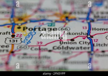 Athens shown on a Road map or a geography map Stock Photo - Alamy