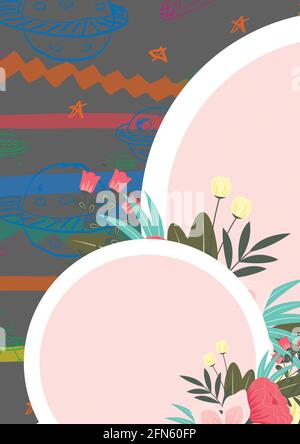 Abstract grey pink circles illustration background Stock Photo - Alamy
