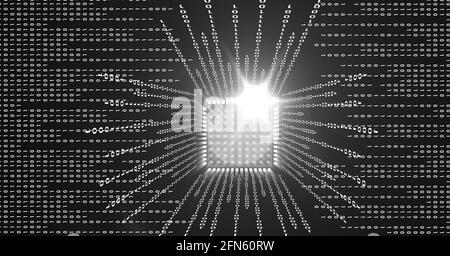 Composition of processor with binary coding and data processing Stock ...