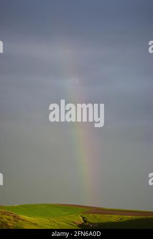Mesmerizing view of a beautiful rainbow after raining Stock Photo - Alamy