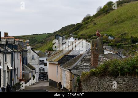 Port Issac looking down Fore Street North Cornwall England UK Stock ...
