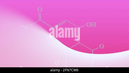 Composition of white chemical compounds structures on pink background ...